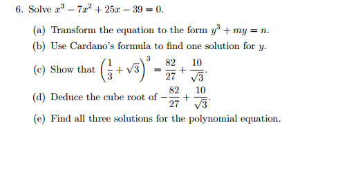 Solved USE Cardano Formula | Chegg.com
