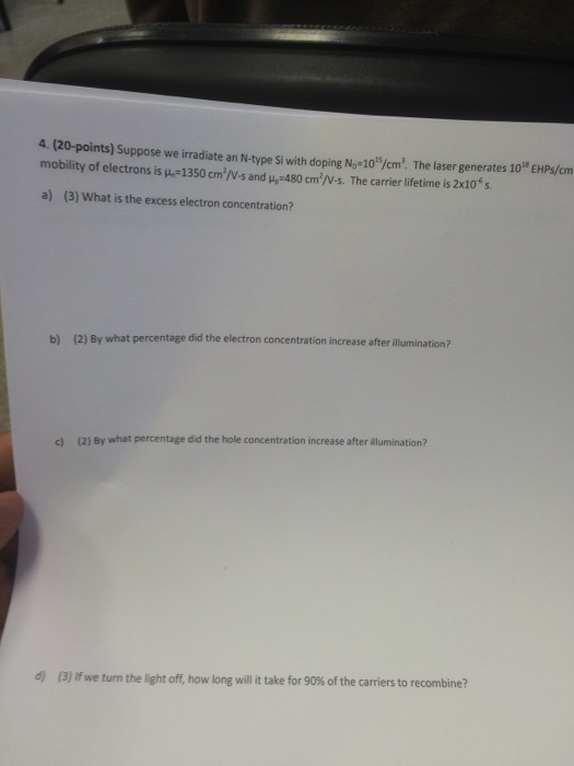 Solved mobility of electrons is un 1350 cm /v.s and up 480 | Chegg.com