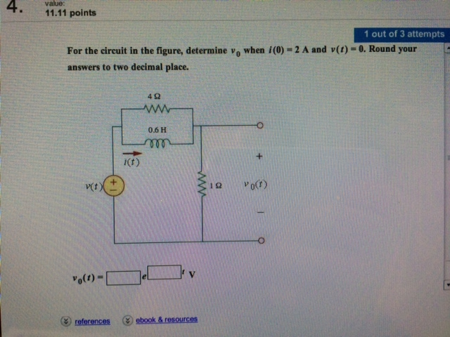 Solved For the circuit in the figure, determine v0 when i(0) | Chegg.com