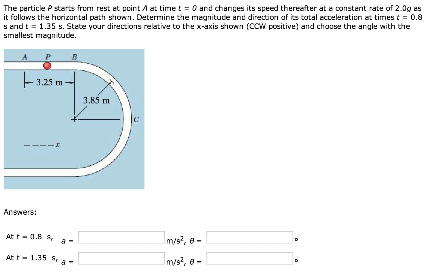 Solved The particle P starts from rest at point A at time t | Chegg.com