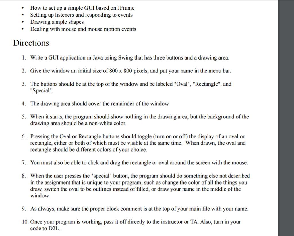 Solved How to set up a simple GUI based on JFrame Setting | Chegg.com