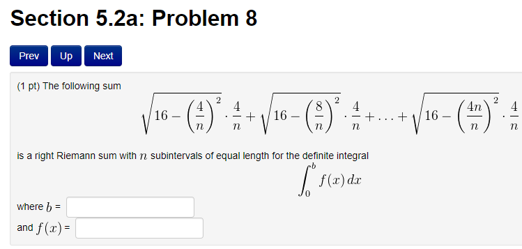 Solved Section 5.2a: Problem 8 Prev UpNext (1 pt) The | Chegg.com