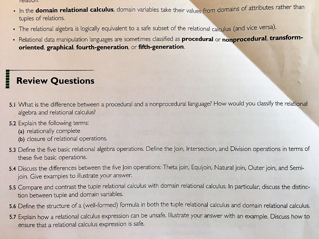 Solved . In the domain relational calculus, domain variables | Chegg.com