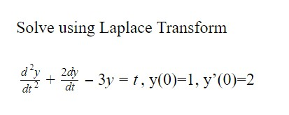 Solved Solve using Laplace Transform dt | Chegg.com