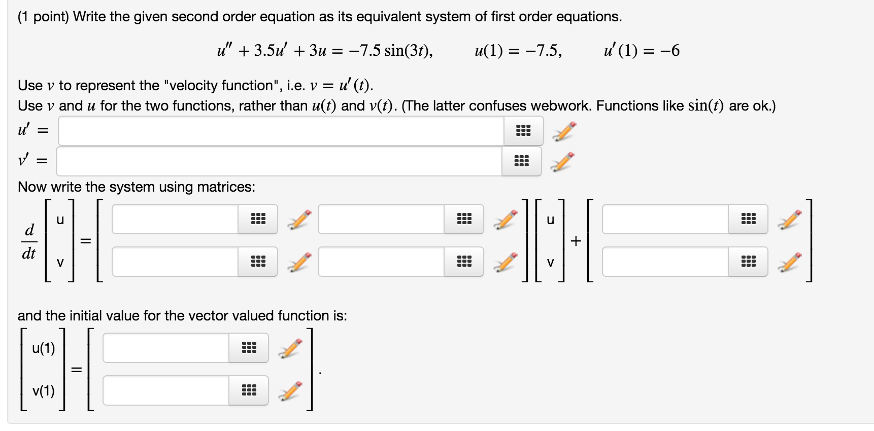 Solved Write the given second order equation as its | Chegg.com