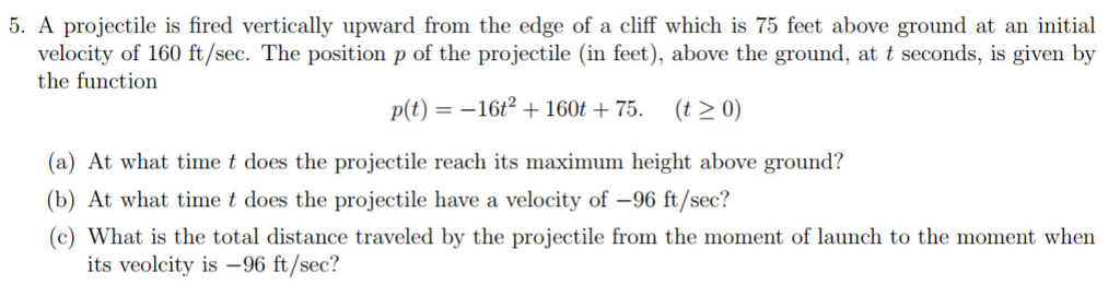 Solved A projectile is fired vertically upward from the edge | Chegg.com