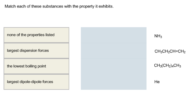 Solved Match each of these substances with the property it | Chegg.com