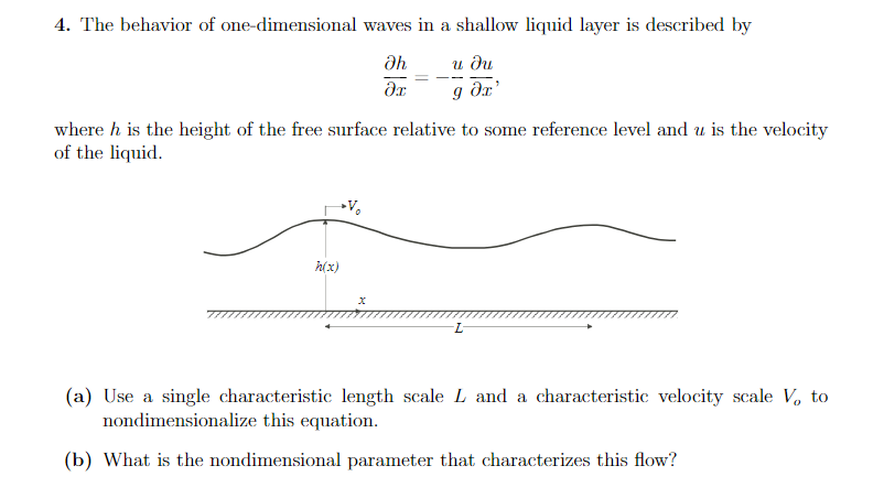 Solved 4. The behavior of one-dimensional waves in a shallow | Chegg.com