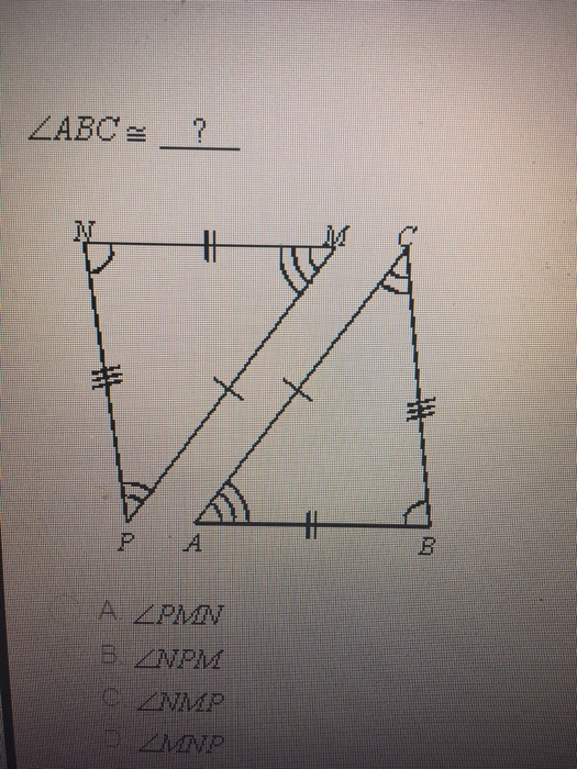 Solved angle ABC approximatelyequalto _______ angle PMN | Chegg.com