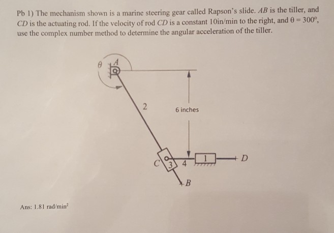 Solved Pb 1) The mechanism shown is a marine steering gear | Chegg.com