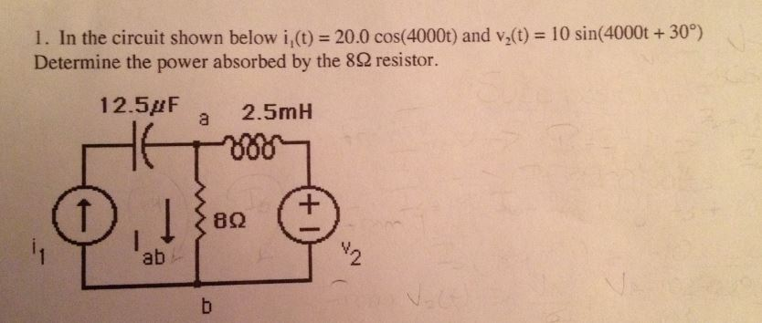 Solved In the circuit shown below i1(t) = 20.0 cos(4000t) | Chegg.com