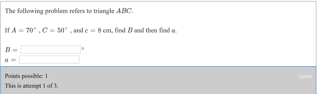 Solved The following problem refers to triangle ABC If A-70% | Chegg.com