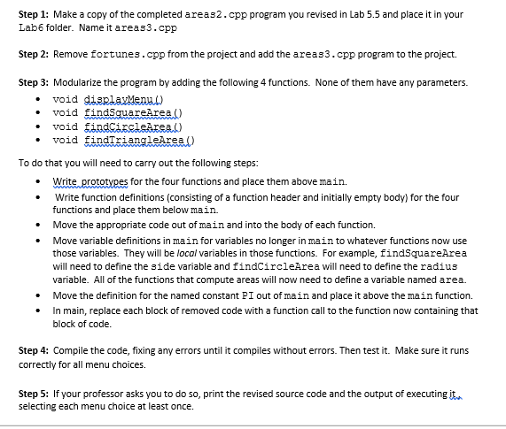 Solved Lab 5 Areas.cpp Marisol Castellanos villa #include # | Chegg.com