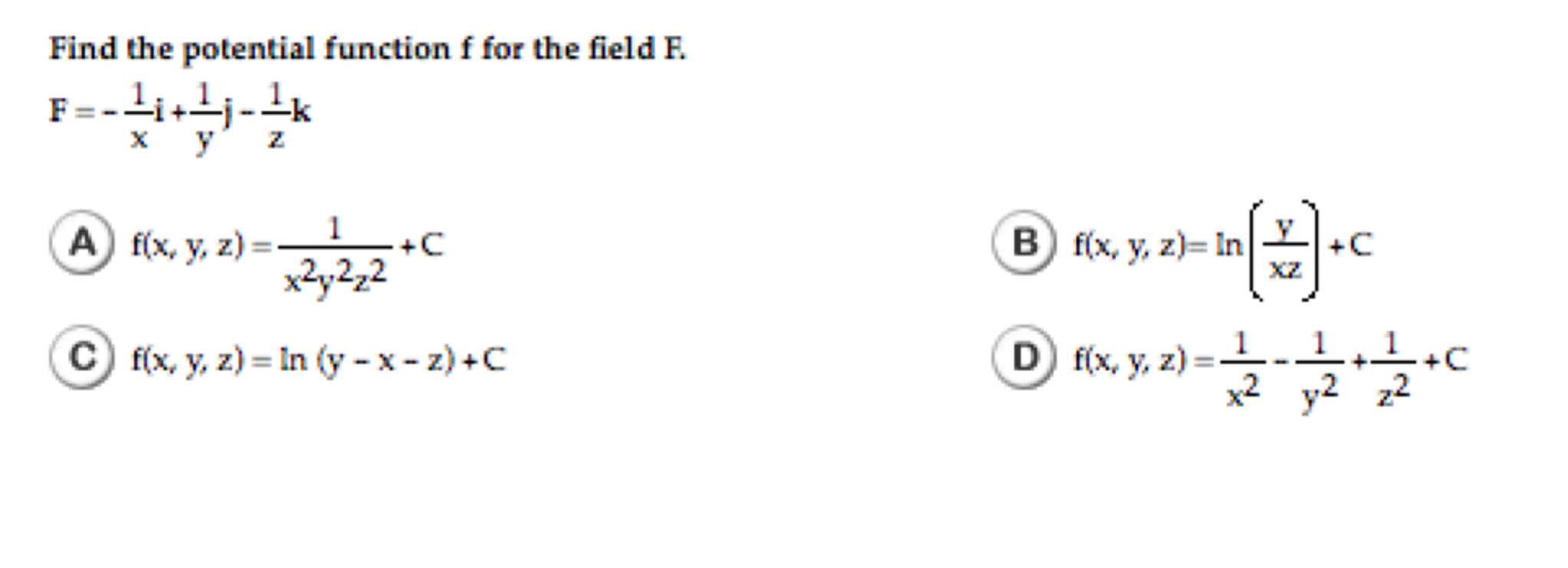 Solved Find the potential function f for the field F. F = | Chegg.com