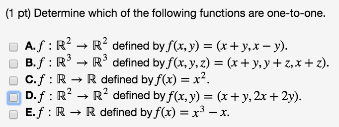 Solved (1 pt) Determine which of the following functions are | Chegg.com Solved (1 pt) Determine which of the following functions are | Chegg.com
