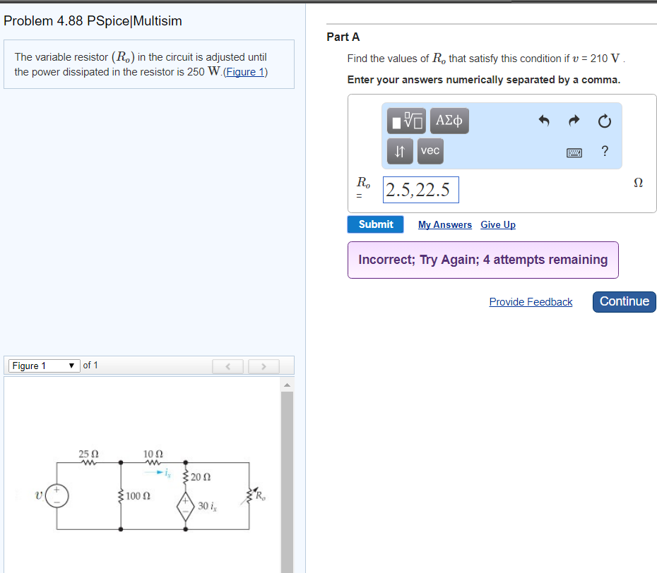 Solved Problem 4.88 PSpice Multisim Part A The variable | Chegg.com