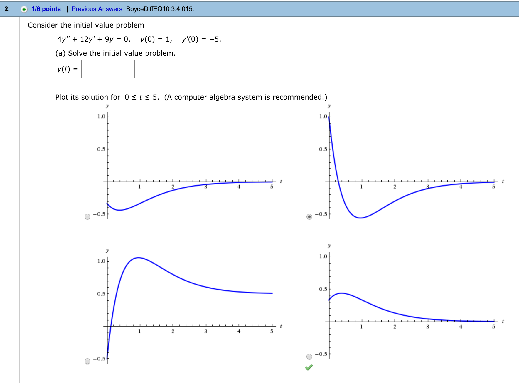 Solved Consider The Initial Value Problem 4 Y 12 Y 9y 3110