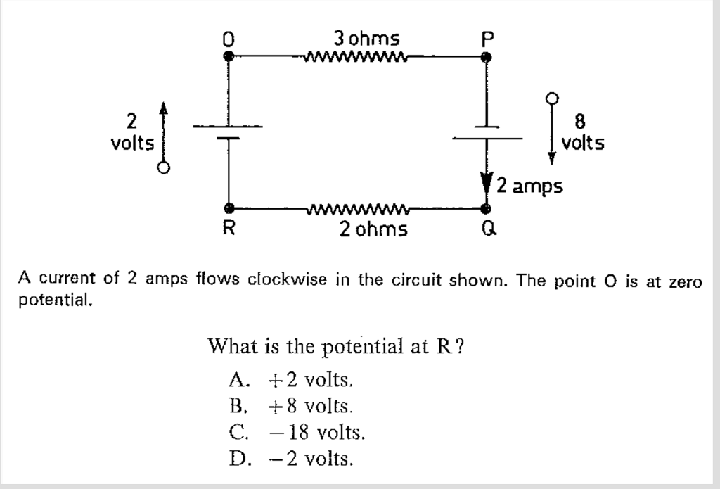Solved A current of 2 amps flows clockwise in the circuit | Chegg.com