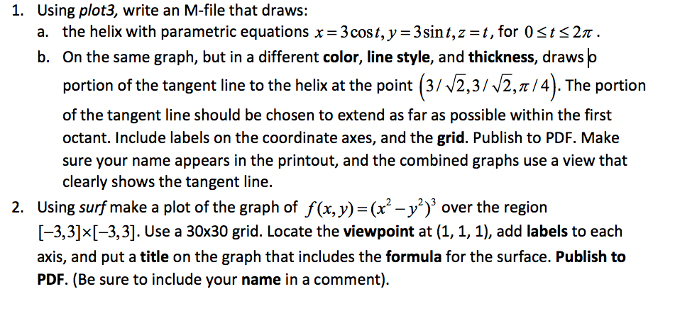 Solved Using plot3, write an M-file that draws: a. b. 1. the | Chegg.com