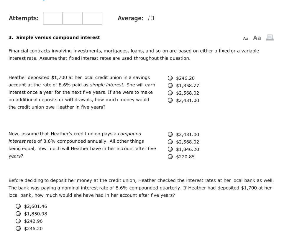 Solved Average: 11 Attempts: 1. Basic concepts Aa Finance, | Chegg.com