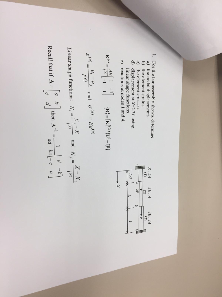 Solved 1. For the bar assembly shown, determine a) the nodal | Chegg.com