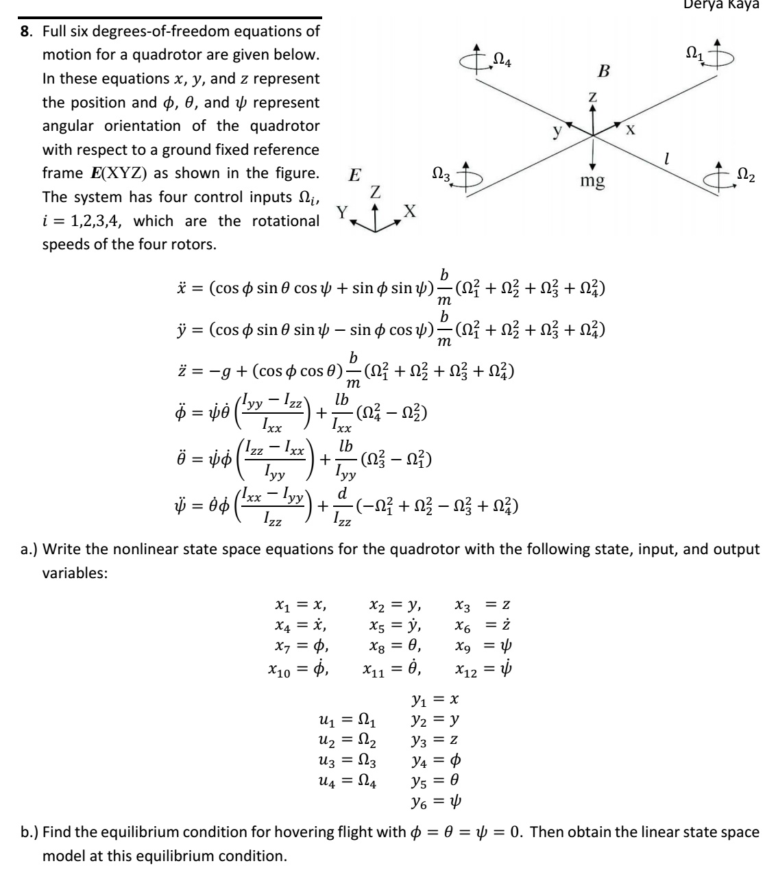 Solved Full six degrees-of-freedom equations of motion for a | Chegg.com