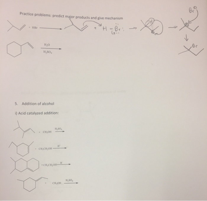 Solved practice problems: predict major products and give | Chegg.com