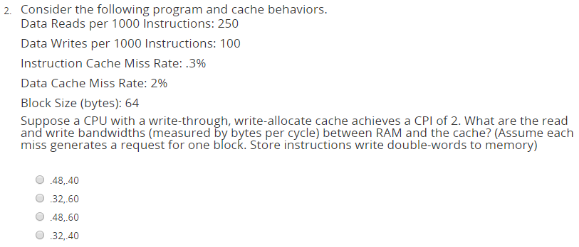 2. Consider the following program and cache | Chegg.com