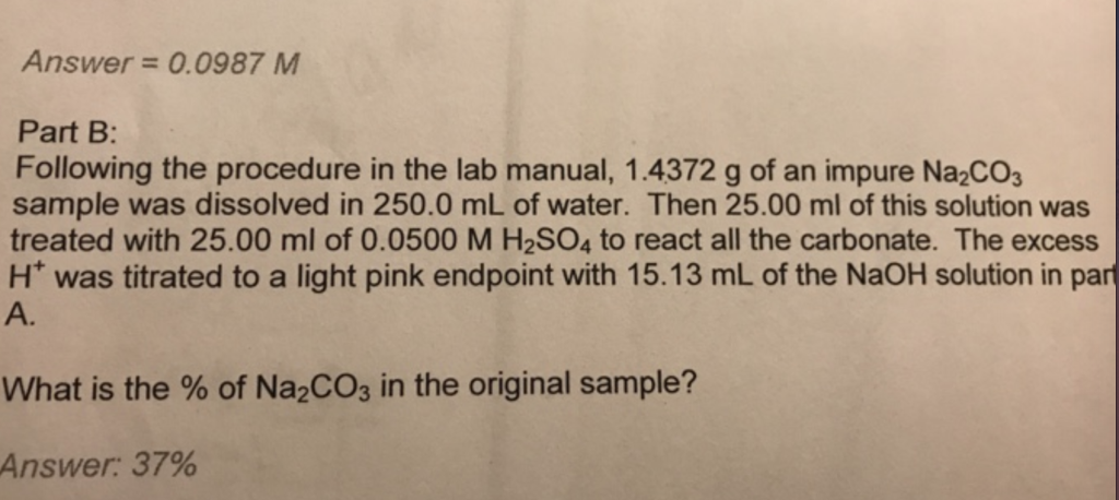 Solved Answer = 0.0987 M Part B Following the procedure in | Chegg.com