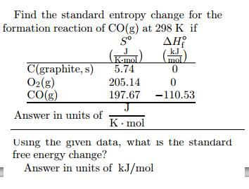 Solved Find the standard entropy change for the formation | Chegg.com