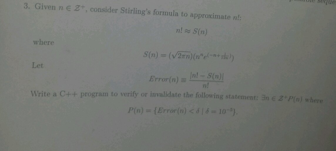 Given n epsilon Z+, consider Stirling's formula to | Chegg.com