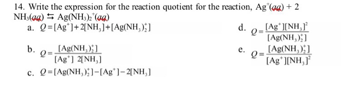 Solved Write the expression for the reaction quotient for | Chegg.com