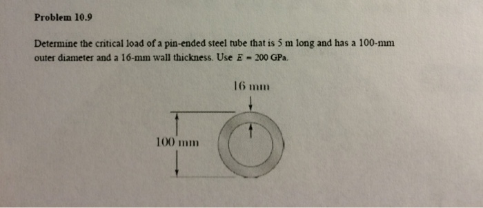 Solved Determine the critical load of a pin-ended steel tube | Chegg.com