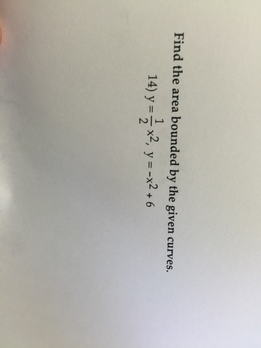 Solved Find the area bounded by the given curves. 14)y = 1/2 | Chegg.com