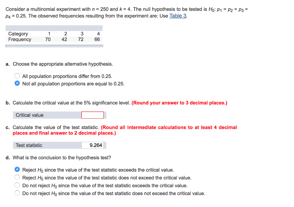 Solved Consider A Multinomial Experiment With N 250 And K