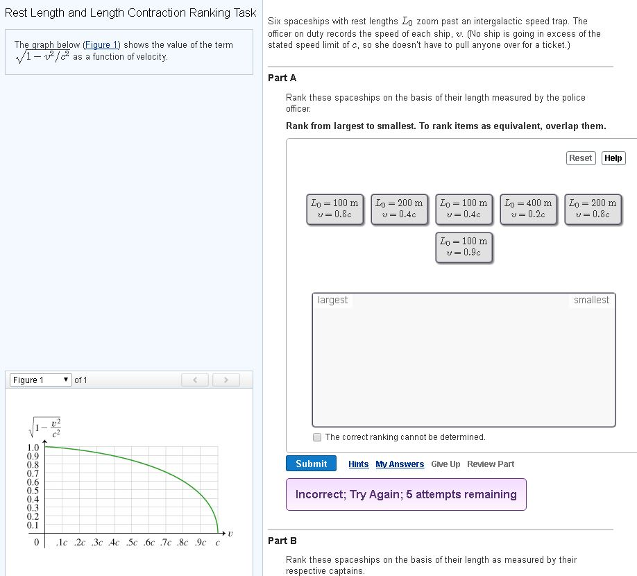 Solved Rest Length and Length Contraction Ranking Task Six | Chegg.com
