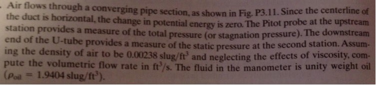Air flows through a converging pipe section, as shown | Chegg.com