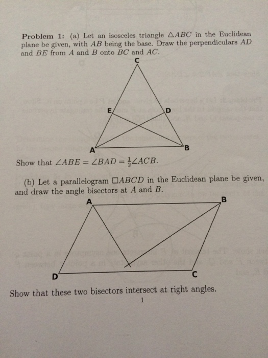 Solved Let an isosceles triangle Delta ABC in the Euclidean | Chegg.com