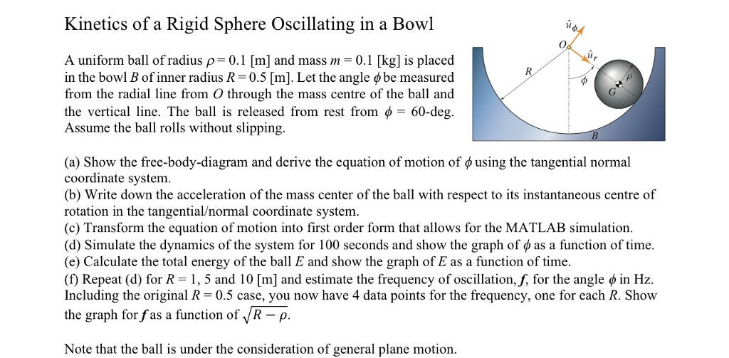 Solved Kinetics of a Rigid Sphere Oscillating in a Bowl 2 A | Chegg.com