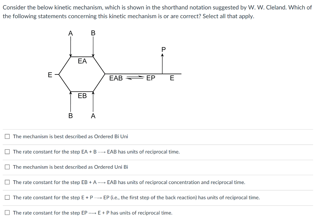 Solved Consider the below kinetic mechanism, which is shown | Chegg.com