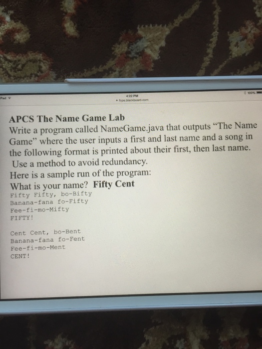 Solved Write a program called NameGame.java that outputs | Chegg.com