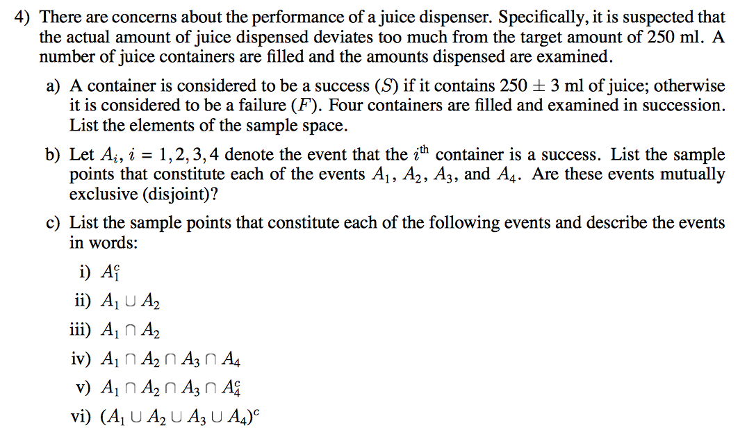 Solved There are concerns about the performance of a juice | Chegg.com