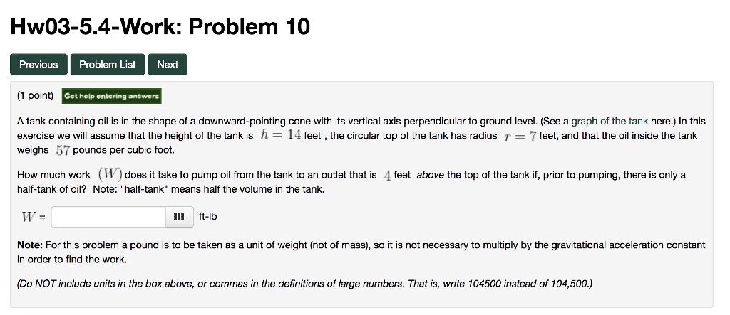 Solved Hw03-5.4-Work: Problem 10 Previous Problem ListNext | Chegg.com