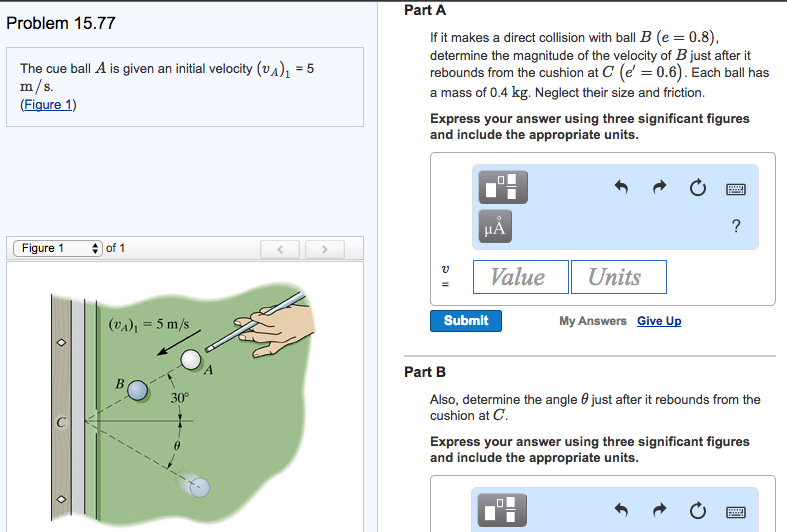 Solved The cue ball A is given an initial velocity | Chegg.com