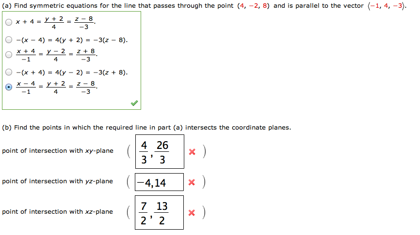 Solved Find symmetric equations for the line that passes | Chegg.com
