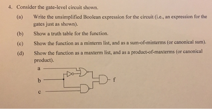 Solved Consider the gate-level circuit shown. Write the | Chegg.com