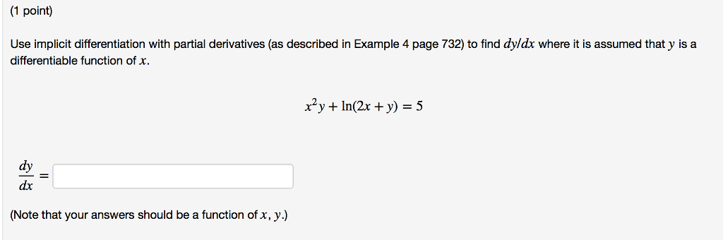 Solved (1 point) Use implicit differentiation with partial | Chegg.com