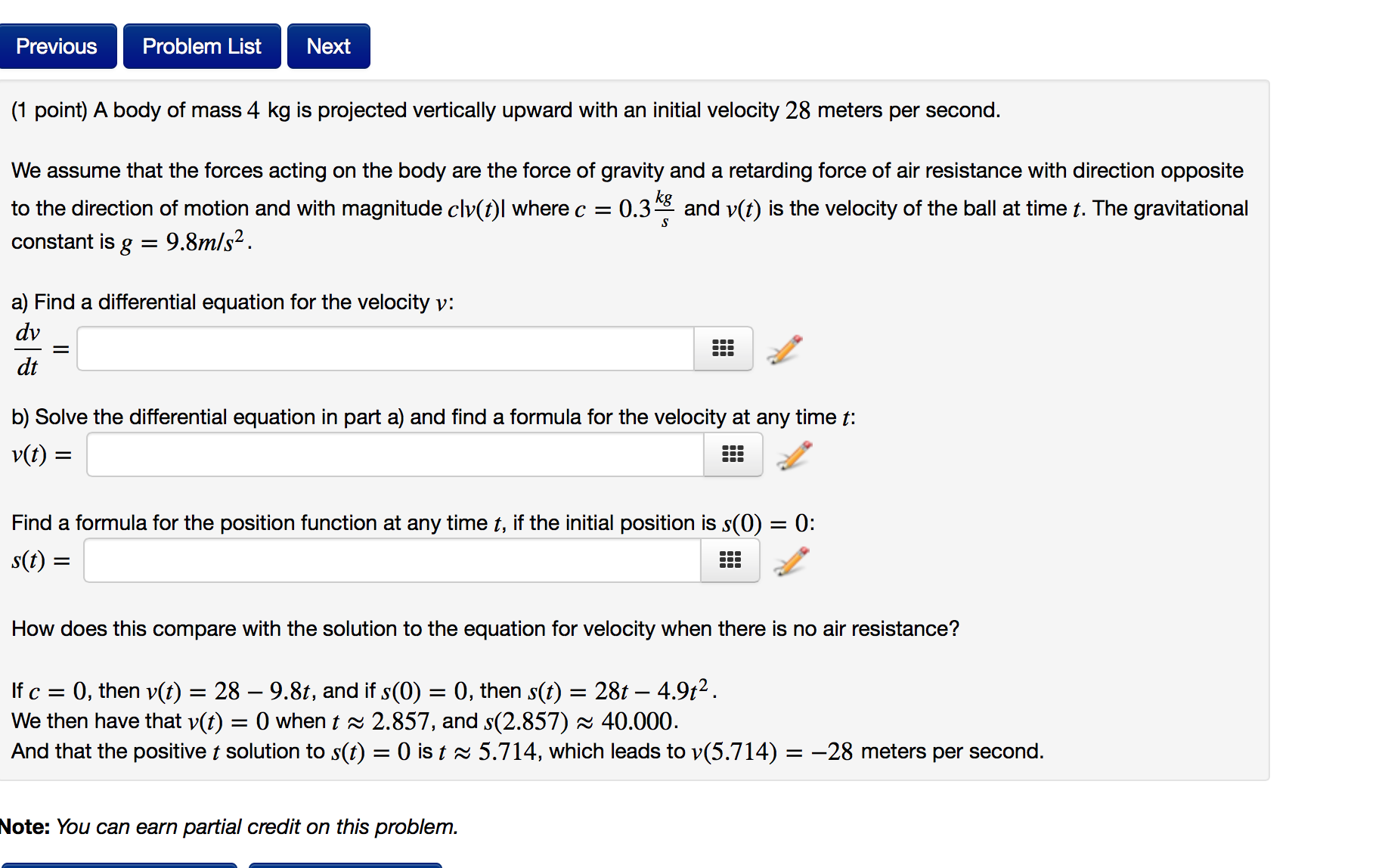 Solved A body of mass 4 kg is projected vertically upward | Chegg.com
