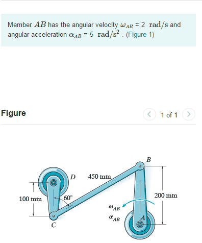 Solved Member AB has the angular velocity wAB-2 rad/s and | Chegg.com