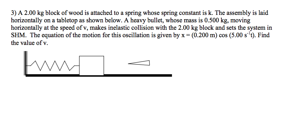 Solved 3) A 2.00 kg block of wood is attached to a spring | Chegg.com